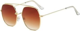 Generic Lunettes De Soleil &Agrave; Monture Large En M&eacute;tal For Hommes, For Les Vacances, Le Sport Et La Conduite(Brown)