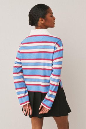 Next Rugbyshirt Lang&auml;rmeliges Rugby-Top mit Kragen (1-tlg)