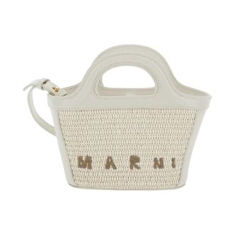 Marni Wei&szlig;e Handtasche mit Logo-Stickerei - - Bags - Damen - Wei&szlig; - ONE SIZE