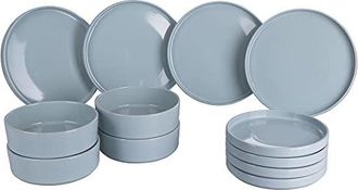 Villa D'Este Home Tivoli Tellerservice 12-teilig aus Steingut, 4-Sitzer, Gourmet Turquoise