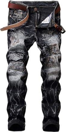 Generic Jean Homme Jean Homme Regular Jeans Homme Confortable Classique Slim D&eacute;chir&eacute; Coupe Droite - Basique Tendance pour Tenues Casual Quotidiennes