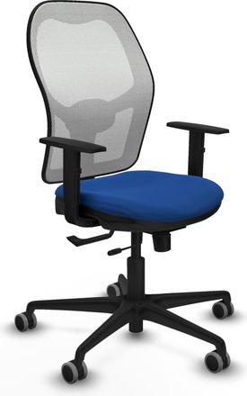 Piqueras y Crespo B&uuml;rostuhl mit 1D-Armlehnen, h&ouml;henverstellbare Lendenwirbelst&uuml;tze, ausgestattet mit Syncro/Translack und Schaumstoff, Rollen 65 mm, Parkett, Wei&szlig;/Blau