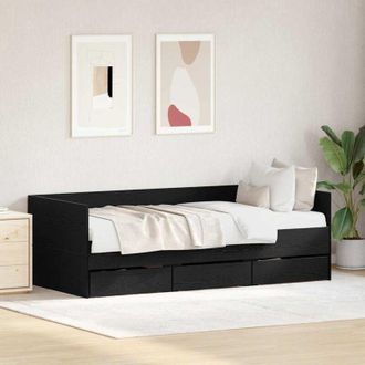 vidaXL Cadre de lit de jour avec tiroirs Ch&ecirc;ne noir 90 x 190 cm Vidaxl