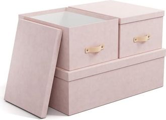 Bigso Box of Sweden BIGSO INGE 3er-Set Aufbewahrungsboxen f&uuml;r das Schlaf-, Kinder-, Arbeits- oder Badezimmer - Ordnungsbox mit Deckel - Aufbewahrungskisten aus 100% recyc