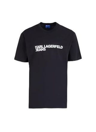 Karl Lagerfeld Karl Lagerfeld Jeans, Homme, T-Shirt À Manches Courtes Avec Logo Essentiel, Coupe Régulière, Noir, S