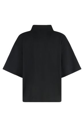 Saint Laurent Womens Polo Shirt Cotton-Piqu&eacute; Black Tops