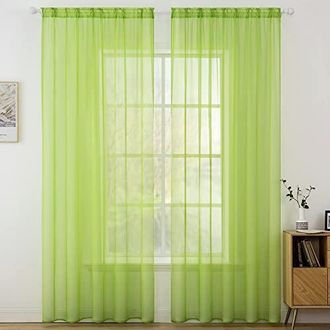 Miulee 2 Panneaux Couleur Pure Rideaux Noël De Fenêtre Transparents Lisse Élégant Panneaux Voile De Fenêtre/Rideaux/Traitement pour Chambre Salon Tige de Poc