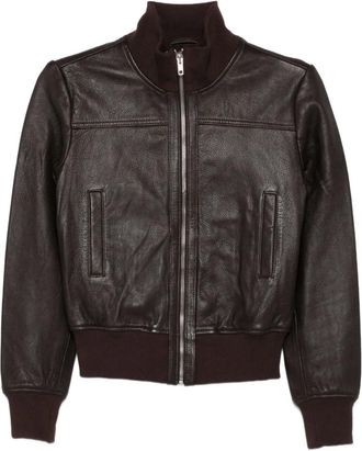 Frankie Shop veste en cuir à fermeture zippée - Marron