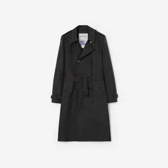 Burberry Trench long Foxfield en nylon m&eacute;lang&eacute; g&eacute;om&eacute;trique, Size: 44