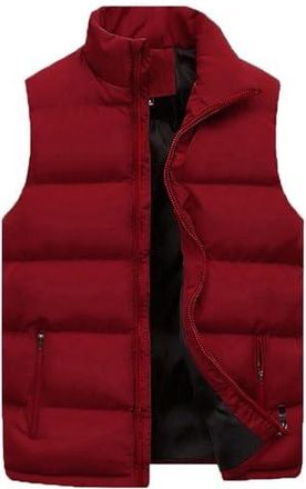 Generic Gilet dhiver pour homme - Gilet dext&eacute;rieur 3XL sans col - Gilet de sport avec fermeture &eacute;clair - Veste dhiver en coton - Couleur unie - Gilet matelass