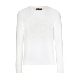 Dolce & Gabbana Feinstrick Logo Pullover - - Knitwear - Herren - Wei&szlig; - L