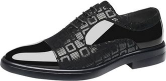 Generic Chaussures formelles pour homme vintage verni &agrave; lacets Derbys confortables et doux Oxfords en cuir &agrave; bout carr&eacute; Chaussures larges antid&eacute;rapantes pour 