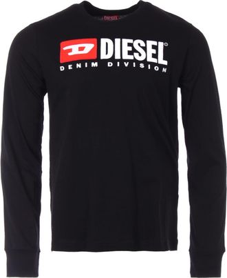 Diesel Schwarzes Langarm-t-shirt Mit Diesel Denim Division Logo