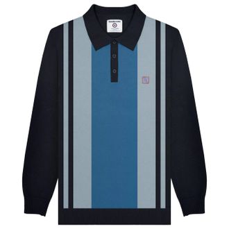 Lambretta AW24 Poloshirt Verkleidet für Herren Langärmlig (Marineblau)