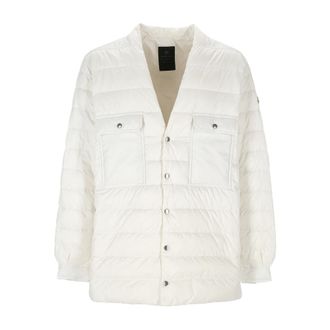 Moncler V-Ausschnitt Daunenjacke - - Jackets - Damen - Wei&szlig; - XS
