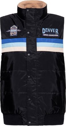King Kerosin Herren Weste &middot; Steppweste &middot; Winterweste &middot; Vintage &middot; Retro &middot; 70s &middot; Teddy Kragen &middot; Taschen &middot; Gesteppt &middot; Patches &middot; Biker &middot; Rei&szlig;verschluss &middot; Druckkn&ouml;pfe &middot;