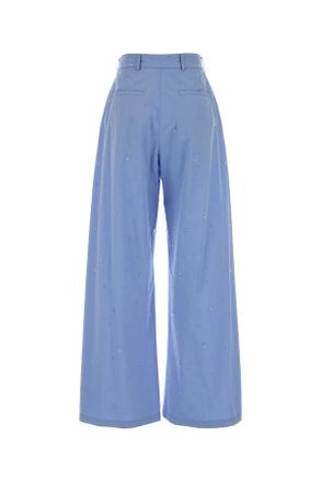 Giuseppe Di Morabito Womens Powder Light-Blue Poplin Wide-Leg Pant Lightblue Exterior: Cotton Pantaloni Trousers