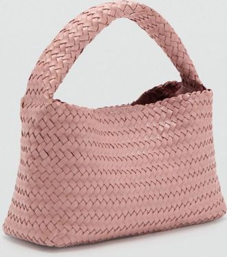 Mango Sac port&eacute; main tress&eacute; rose clair - Femme - Taille unique - MANGO