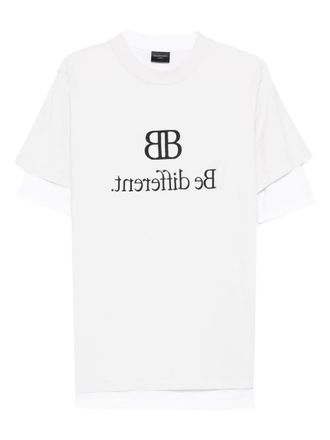 Balenciaga T-Shirt im Layering-Look mit Print - Wei&szlig;