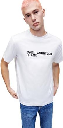 Karl Lagerfeld Karl Lagerfeld Jeans, Homme, T-Shirt &Agrave; Manches Courtes Avec Logo Essentiel, Coupe R&eacute;guli&egrave;re, Blanc, M