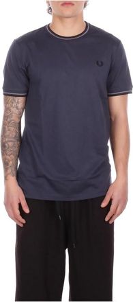 Fred Perry Homme, Tops, Bleu, Taille: S T-shirt avec Logo Avant