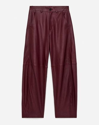 Arket Lederhose Mit Barrel Leg -Rot
