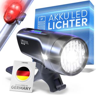 B&uuml;chel BLC 720 Fahrradlichter Set I 70/30/15 Lux I StVZO zugelassen mit bis zu 14h Akkulaufzeit I Aufladbares Fahrrad licht LED f&uuml;r vorne + hinten I R&uuml;cklich
