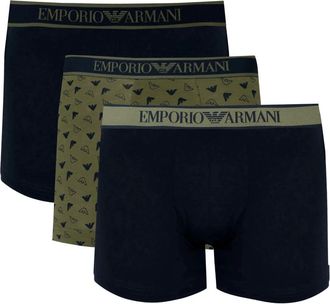 Emporio Armani Trois boxers extensibles en jersey avec ceinture logo - Homme - Sous-v&ecirc;tements - Noir - Taille: S