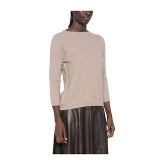 Fabiana Filippi Femme, Pulls, Brun, Taille: 38 FR Pull &agrave; col bateau bord-c&ocirc;te