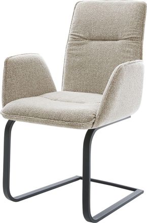 DELIFE Schwingstuhl Vinja-Flex Freischwinger flach Schwarz Webstoff Soft Beige