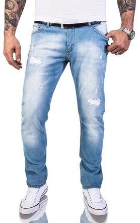 Rock Creek Herren Jeans Hose Regular Slim Stretch Jeans Herrenjeans Herrenhose Denim Stonewashed Basic Stretchhose Raw RC-2144 Hellblau W32 L36