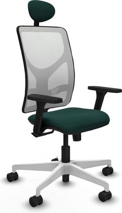 Piqueras y Crespo Drehstuhl mit Armlehnen, h&ouml;henverstellbare Lendenwirbelst&uuml;tze und festes Kopfteil, ausgestattet mit Sincro 3 Positionen und Schneideschaum, Wei&szlig;/Flasc