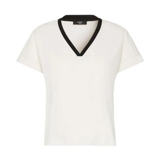 Max Mara V-Ausschnitt T-Shirt - - Tops - Damen - Beige - S