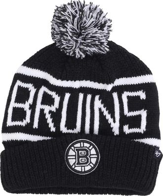 47 Brand Gerippte Winterm&uuml;tze mit Umschlag und Bommel - - Accessories - Herren - Schwarzk - ONE SIZE