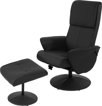 Mendler Relaxsessel Helsinki, Fernsehsessel Relaxliege TV-Sessel mit Hocker - Kunstleder, schwarz