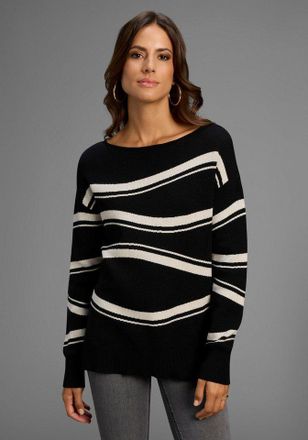 Laura Scott Strickpullover Feinstrickpullover mit sch&ouml;nem Streifenmuster