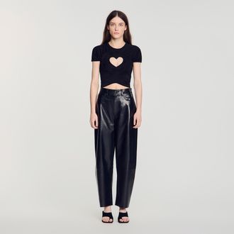 Sandro T-shirt court fronc&eacute; caur
