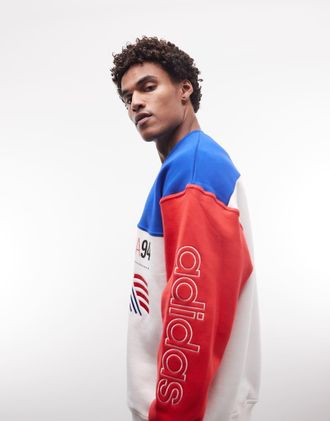 adidas adidas Performance - Sweat &agrave; imprim&eacute; graphique - Bleu roi/blanc nuage