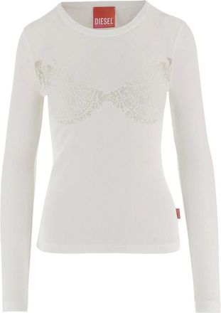 Diesel Femme, Pulls, Blanc, Taille: 36 FR Top en dentelle d&eacute;vor&eacute;e
