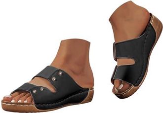 Generic Sandales compens&eacute;es orthop&eacute;diques pour femme 2026 - Sandales d&eacute;t&eacute; habill&eacute;es avec soutien de la vo&ucirc;te plantaire - Tongs confortables &agrave; enfiler pour la 