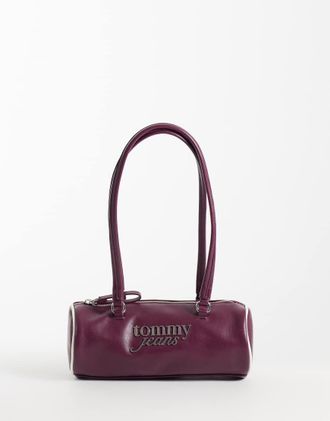 Tommy Jeans Schultertasche mit auff&auml;lligem Schriftzug-Logo in Burgunderrot-Braun