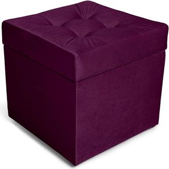 MG Design Pouf Coffre 45 × 45 cm Violet - Rangement 50 L, Charge 300 kg, Surface Douce, Entretien Facile - pour Salon, Chambre, entrée