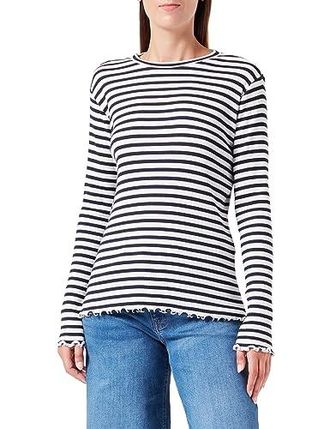 Vila Vila Vithessa Noos Haut col Rond L/S, Noir/Rayures : Nuage., L