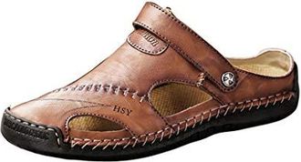 Generic Mules en cuir pour homme - Sandales d&eacute;t&eacute; ferm&eacute;es - Pantoufles respirantes en maille - Antid&eacute;rapantes - Chaussures d&eacute;t&eacute; - Chaussures de plage - Chaussu