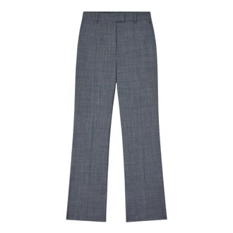 Ganni Wool Melange Anzug Hose Gerade - - Trousers - Damen - Grau - S