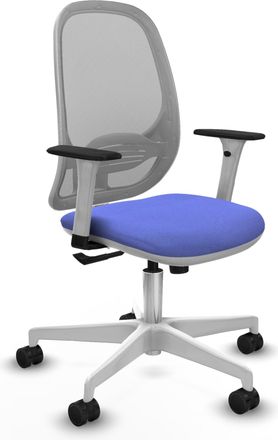 Piqueras y Crespo B&uuml;rostuhl, blau, mit 1D-Armlehnen, h&ouml;henverstellbare Lendenwirbelst&uuml;tze, ausgestattet mit 3 Positionen und Schneideschaum, mit 65 mm Nylon-Rollen, Gra