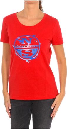North Sails T-Shirt mit kurzen &Auml;rmeln und geripptem Ausschnitt - - Tops - Damen - Rot - M