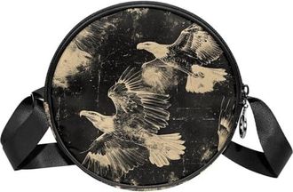 Generic Sac &agrave; bandouli&egrave;re rond pour femme, petit sac &agrave; bandouli&egrave;re r&eacute;tro avec fermeture &eacute;clair, bretelles r&eacute;glables, style d&eacute;contract&eacute; pour femmes et filles