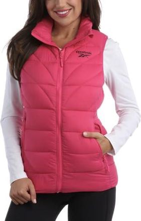Reebok Gilet bouffant pour femme - Gilet dhiver matelassé isolé, col haut - Veste sans manches pour femme (S-XL), fuchsia, Medium