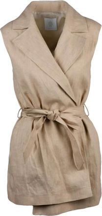 Eleventy Femme, Vestes, Beige, Taille: 38 FR Gilet en lin